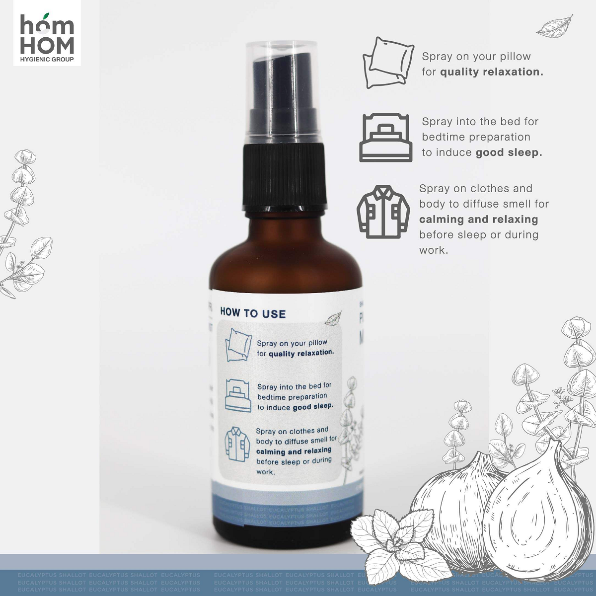 homHom สเปรย์ฉีดหมอน และร่างกาย ช่วยลดการคัดจมูกภูมิแพ้ - HOMHOM PILLOW ...