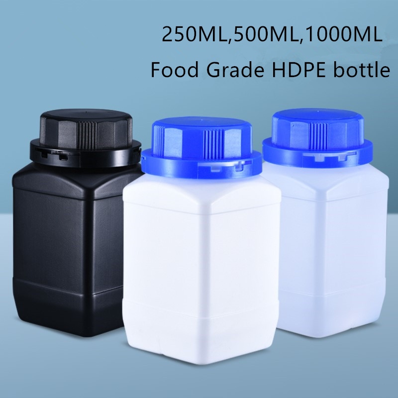 250ml/500ml/1000ml Empty Hdpe Bottle With Inner Lid Food Grade Square Plastic Container For ...