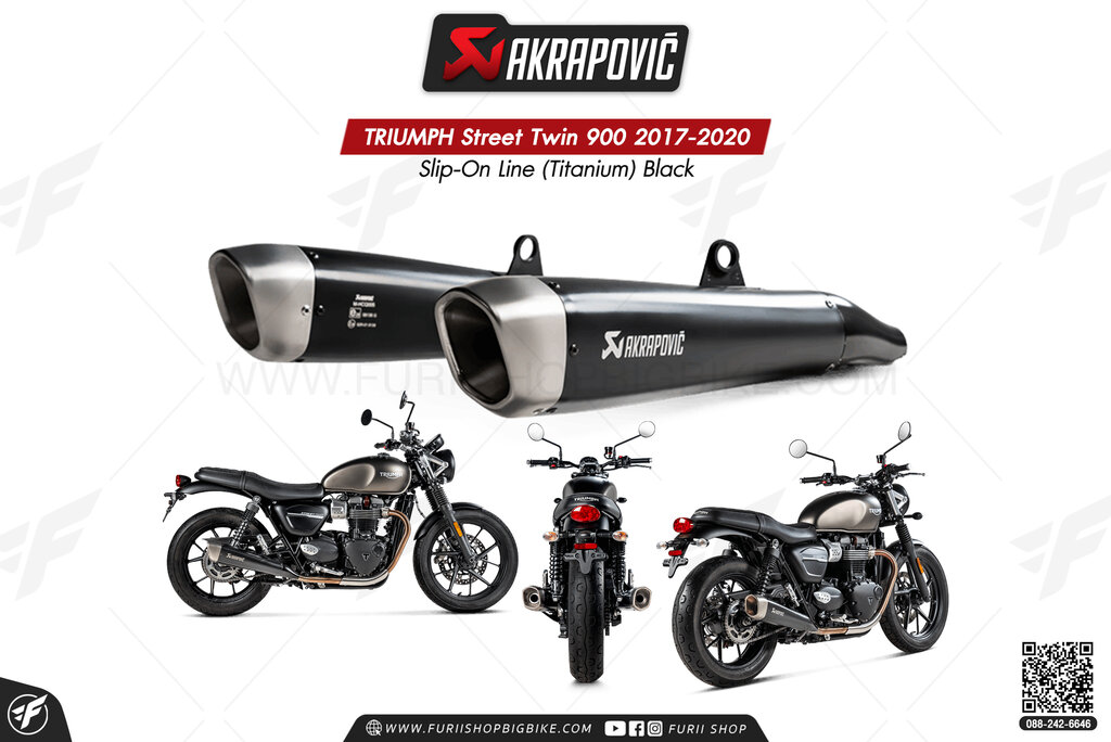 ท่อแต่ง Akrapovic Exhaust Slip-On Line (Titanium) TRIUMPH BONNEVILLE T100 2017-2020 - Furii shop ...