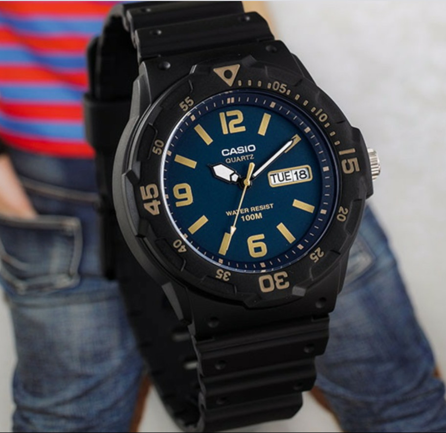 Casio ของแท้ 100% นาฬิกาผู้ชายทางการ MRW-200H-2B3 สายยางประกัน CMG ...