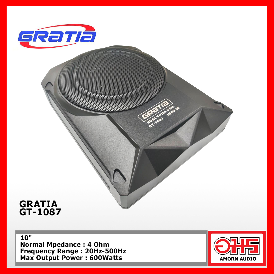 GRATIA GT-1087 10นิ้ว กำลังขับสูงสุด 1500Watts SUBBOX BASSBOX AMORNAUDIO อมรออดิโอ | Lazada.co.th