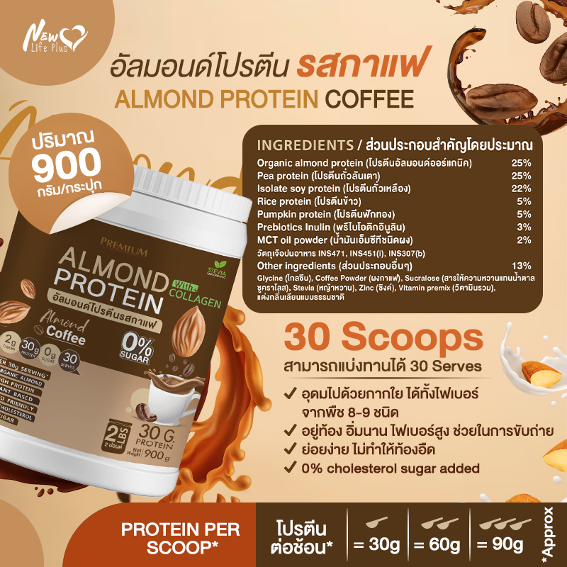 ส่งฟรี Almond Protein New Life Plus Brand เครื่องดื่มโปรตีนจากพืชปรุง ...