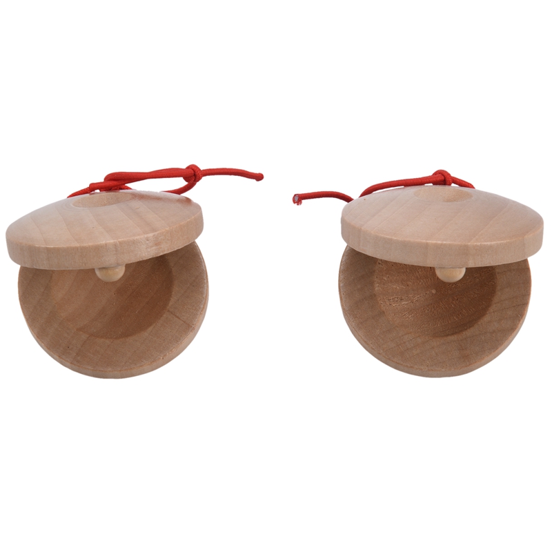 A pair of wooden flamenco musical instrument castanets of wood color ...