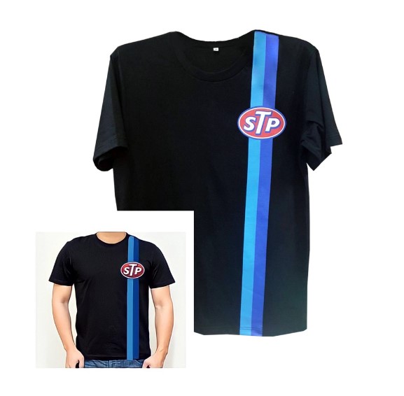 STP T-Shirt เสื้อยืดสีดำคาดฟ้า - STP-ArmorAll - ThaiPick