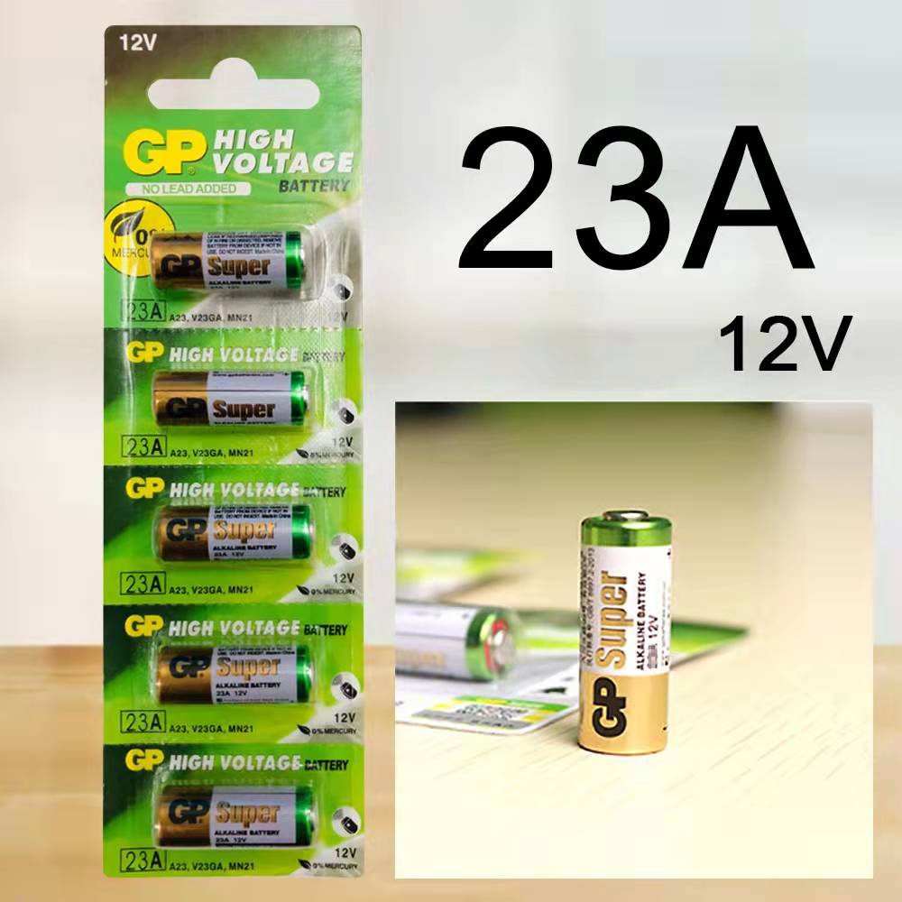 ถ่านรีโมท รถยนต์ 23A ,LRV08 กริ่งไร้สาย ของแท้บริษัทGP 23A ถ่าน *EXP2029* ขั้วเขียว 12V(1แผง5 ...