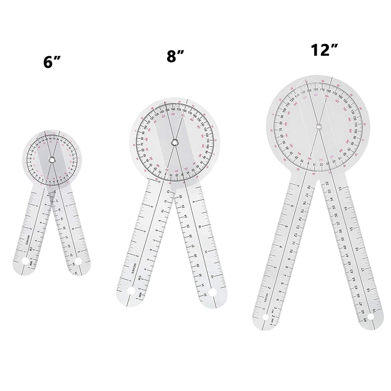 3-Piece Goniometer 6/8/12 Inch Occupational Therapy Protractor Tool ...