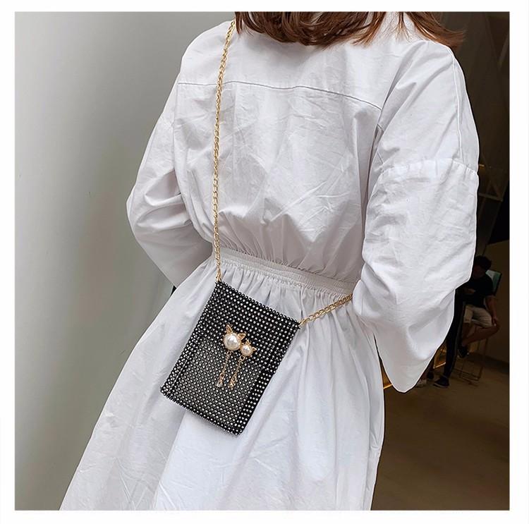 GUCSELECTED(B1022) -กระเป๋าสะพายข้างวิ้งๆแต่งด้วยมุกหูแมวน่ารัก กระเป๋าสะพายข้างผู้หญิงกระเป๋า ...