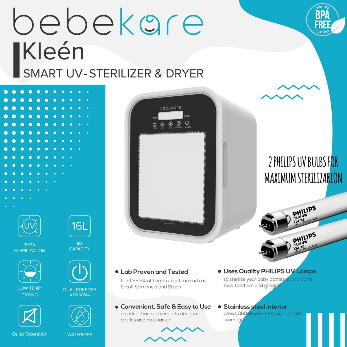 Bebekare Kleen UV STERILIZER เครื่องทำความสะอาดขวดนม - Kiddy's Store - ThaiPick