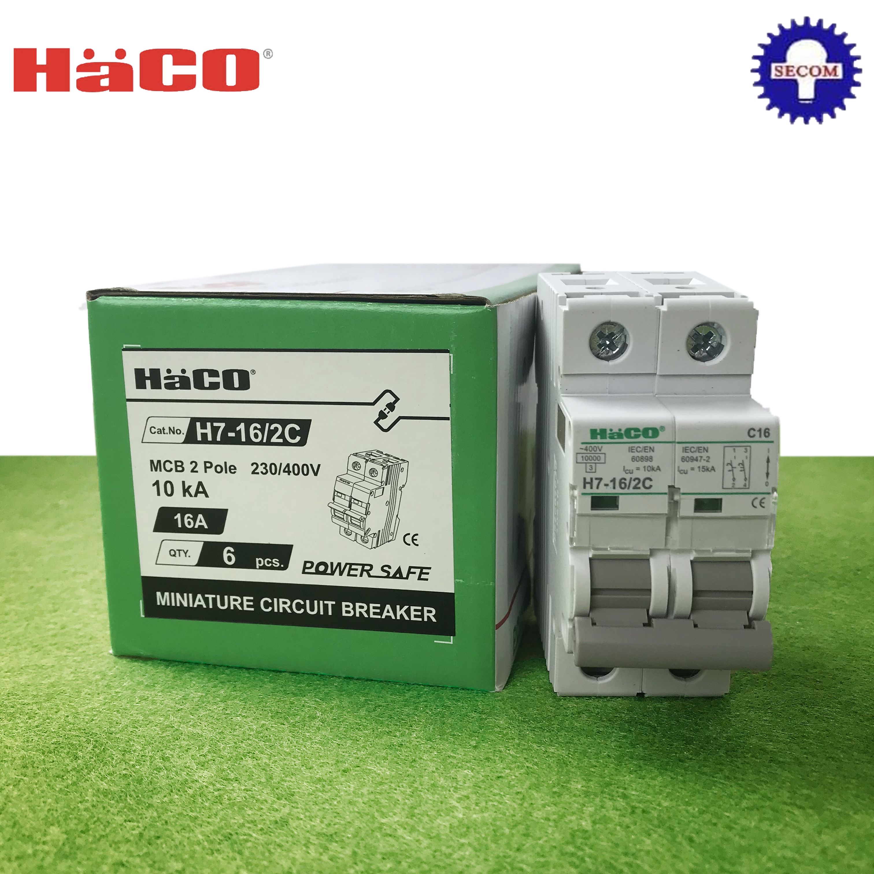 ลูกเซอร์กิต HACO MCB H7-16/2C 2P 16A 230/400V Miniature Circuit Breaker HACO 2P 16A เซอร์กิต ...