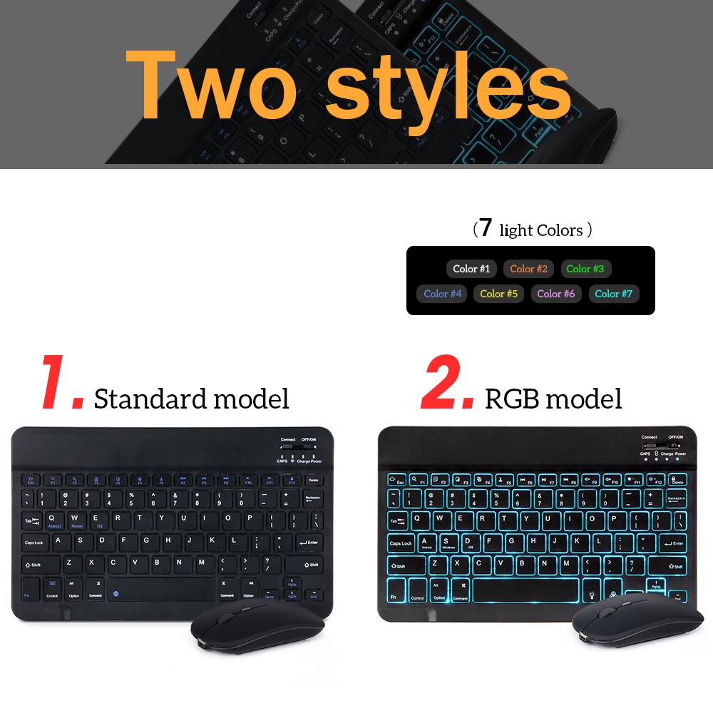 Mini RGB Wireless Keyboard And Mouse Set Combo Bluetooth Keyboard Mouse ...
