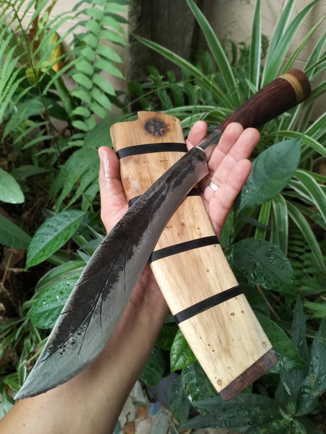 มีดเหน็บทรงงาช้าง มีดเหน็บ อีเหน็บ (E-Nep) มีดหมอ มีดเดินป่า มีดแคมป์ 9.2” Sup9 ผิวไฟ เซาะลาย ...