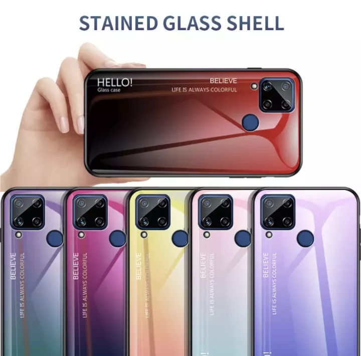 [ส่งจากไทย] Case Realme C12 / C15 เคสกระจกสองสี เคสเงาไล่สี ขอบนิ่ม เคส ...
