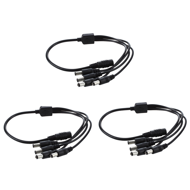 3X 1 to 4 DC Power 4-Port Splitter Adapter Adaptor Cable CCTV Camera ...