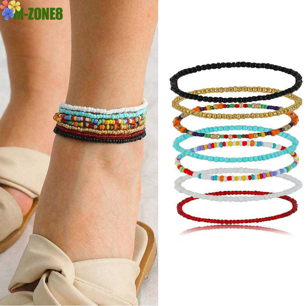 17mile Colorful Butterfly Anklet Silver Color Bead For Woman Vintage