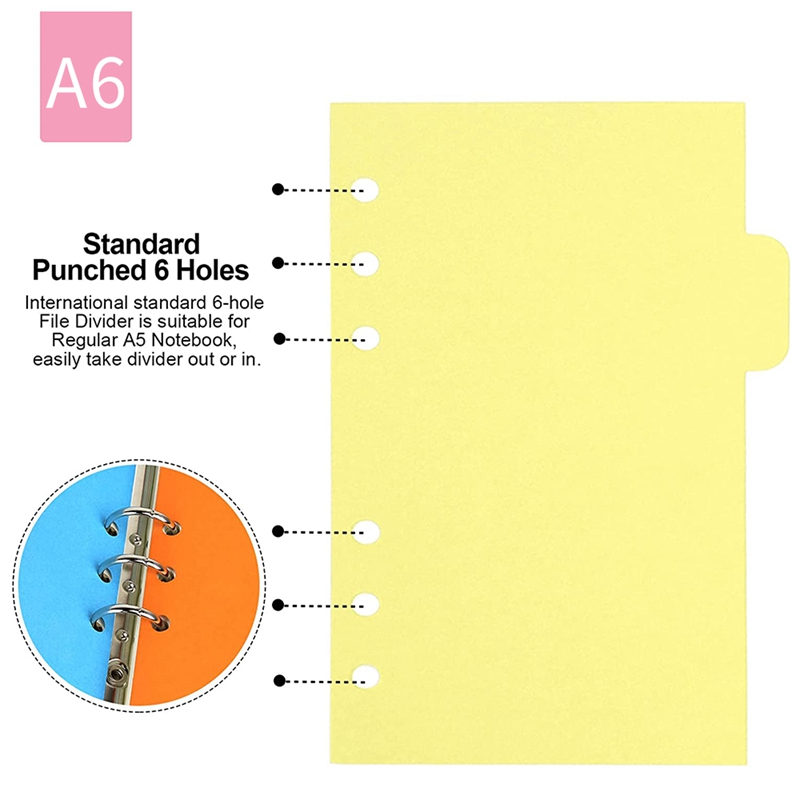 [COD][จัดส่งฟรี]10 Sets A6 Subject Dividers Paper Sheet, Punched File ...