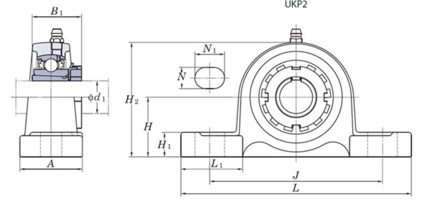 UKP211 UBC ตลับลูกปืนตุ๊กตา UK211 + P211 ( เพลาขึ้นอยู่กับ Adapter ...