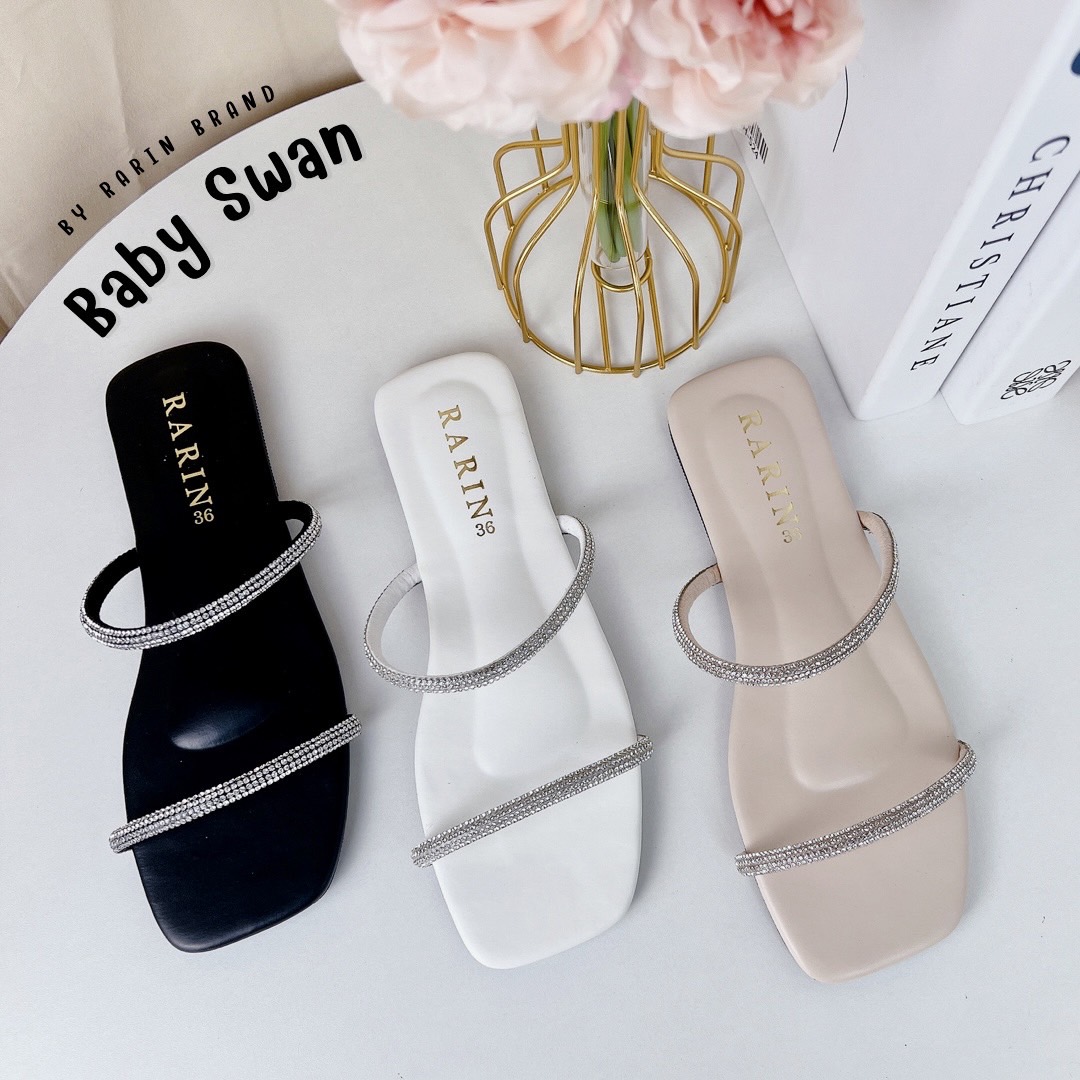 Rarin ???? Baby Swan ???? รองเท้าแตะ แต่งกลิตเตอร์ ใส่สวยมาก **เท้าไม่ ...