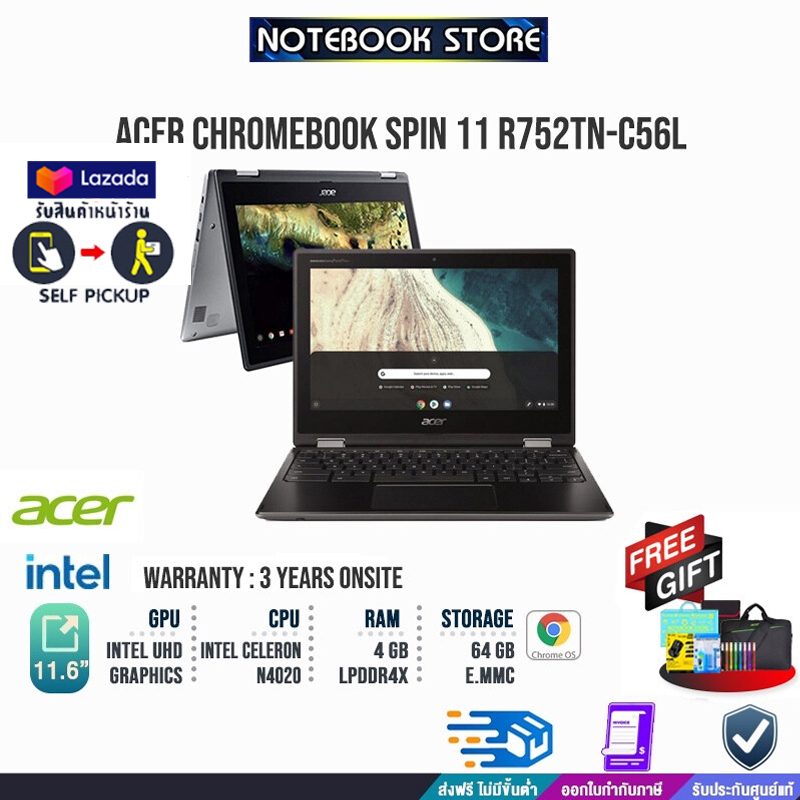 [ผ่อน 0% 10 ด.] Acer Chromebook Spin 11 R752TN-C56L/Celeron N4020 ...