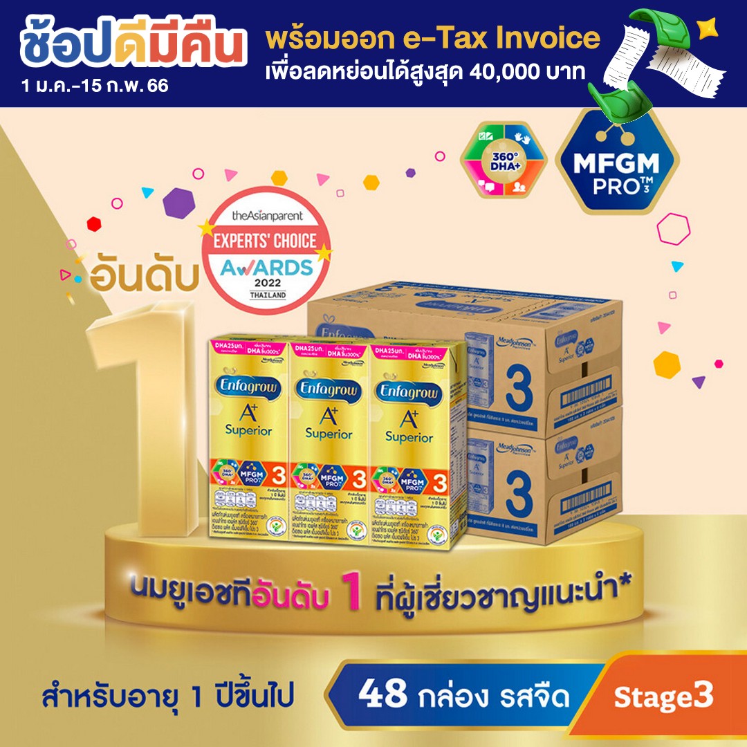 เอนฟาโกร เอพลัส สูตร 3 ซุพีเรียร์ รสจืด นมกล่อง ยูเอชที Enfagrow ...