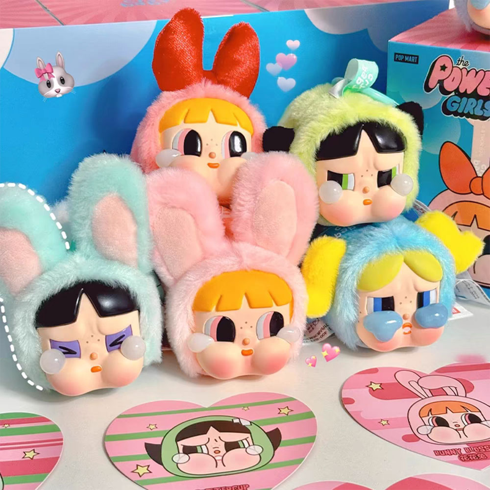 LABUBU CRY BABY X POWERPUFF เด็กผู้หญิงพวงกุญแจตุ๊กตาน่ารักจี้พวงกุญแจ ...