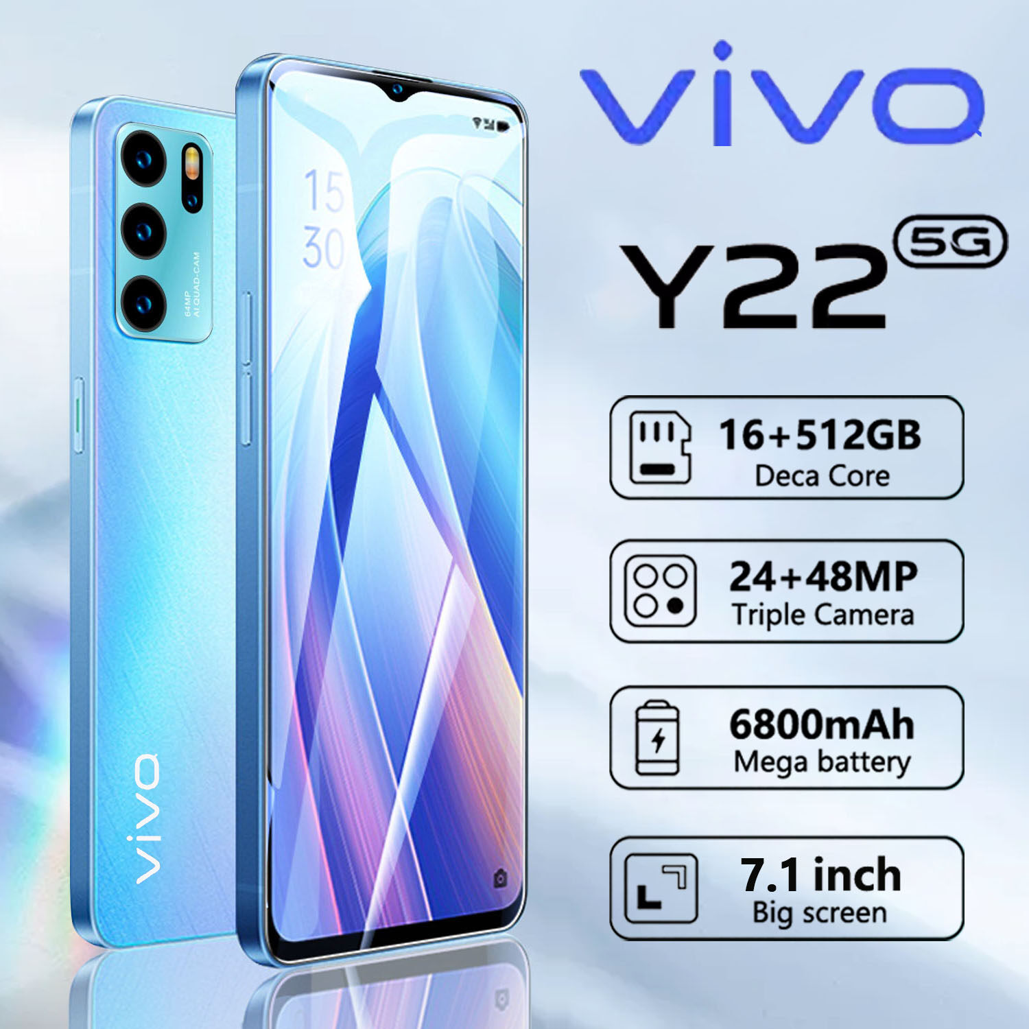 【ของแท้100%】ของแท้ มือถือ VIV0 Y22 5G 7.5นิ้ว โทรศัพท์มือถือ รองรับ2ซิม ...