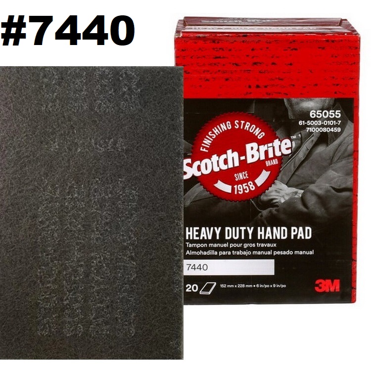 (20แผ่น) 3M 7440 Scotch-Brite แผ่นใยขัดสีน้ำตาลหยาบมาก 6 นิ้วx9 นิ้ว ...