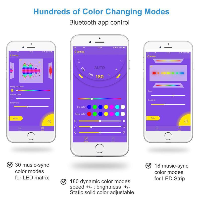 LED Controller, WS2812B WS2811 Music Sync Bluetooth Controller, iOS Android Smartphone App ...