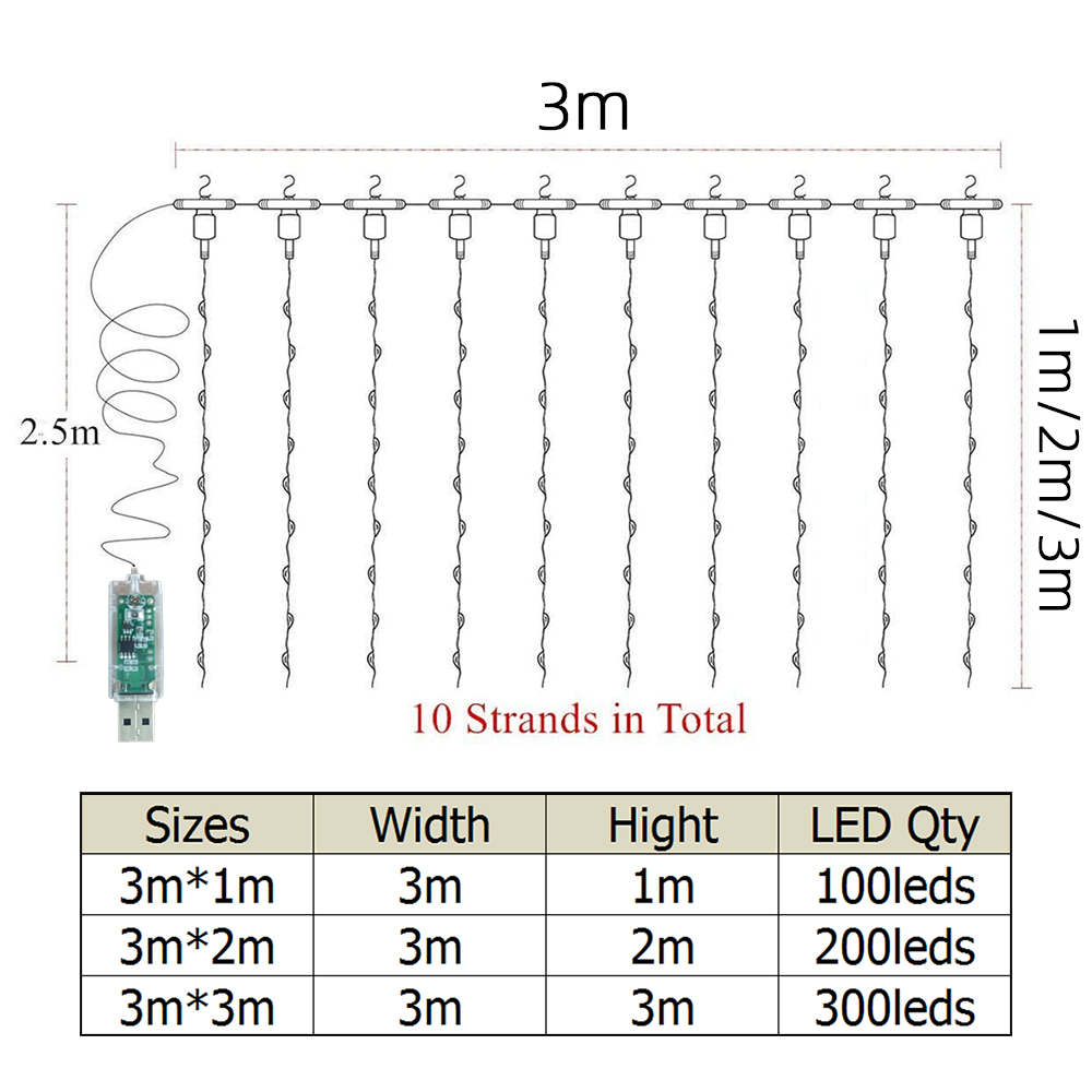3*3m Room Fairy Lights100200300Leds Usb 5V Fairy Lights Twinkle Light ...