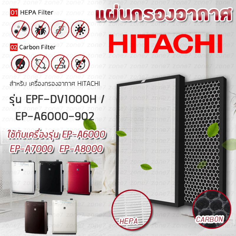 Hitachi เครื่องฟอกอากาศ สีแดง EP-A3000 22 ตรม. แผ่นกรอง EPA ขจัดกลิ่น ...