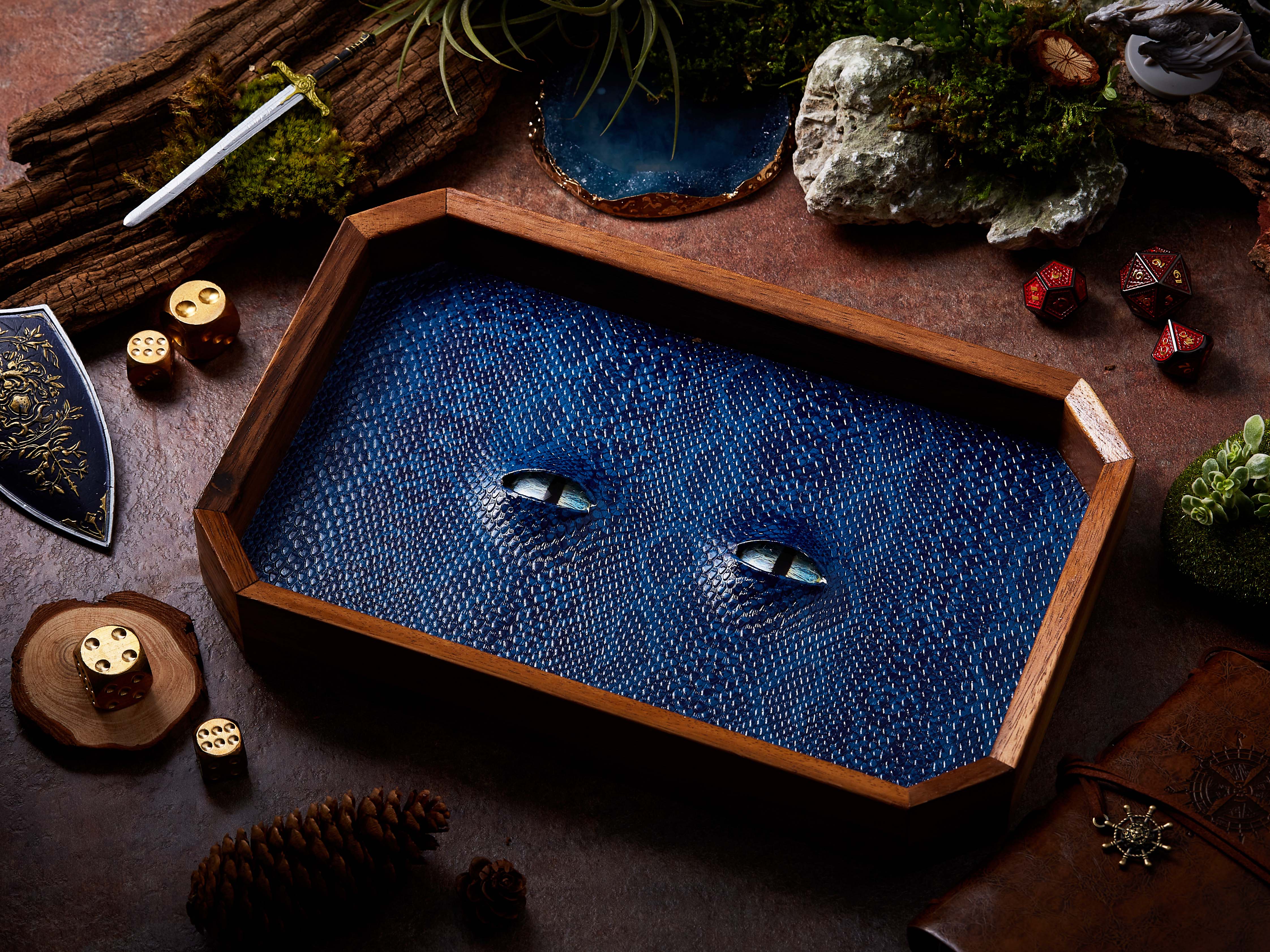 BEHOLDER Dice Tray | Blue Leather & Blue eye | Octagon Dice Tray | Faux ...
