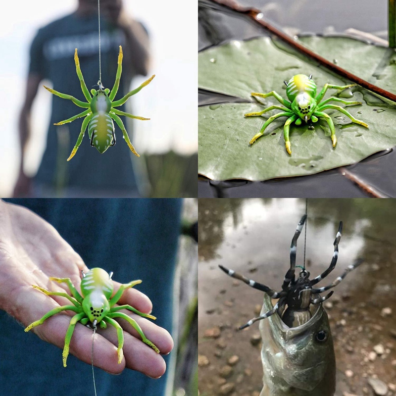 Soft Bait Silicone Fishing Lures Hooks , Realistic Spider Swimming ...