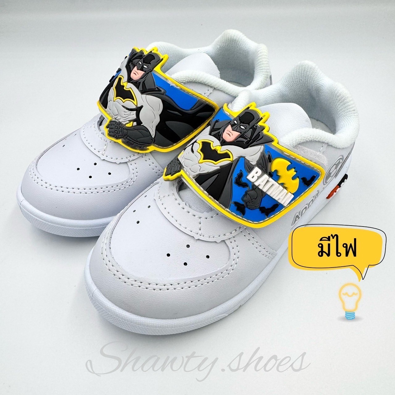 มีไฟ 41N20 รองเท้านักเรียนอนุบาล พละขาว ลายแบทแมน ฺBatman ลิขสิทธิ์แท้ ...