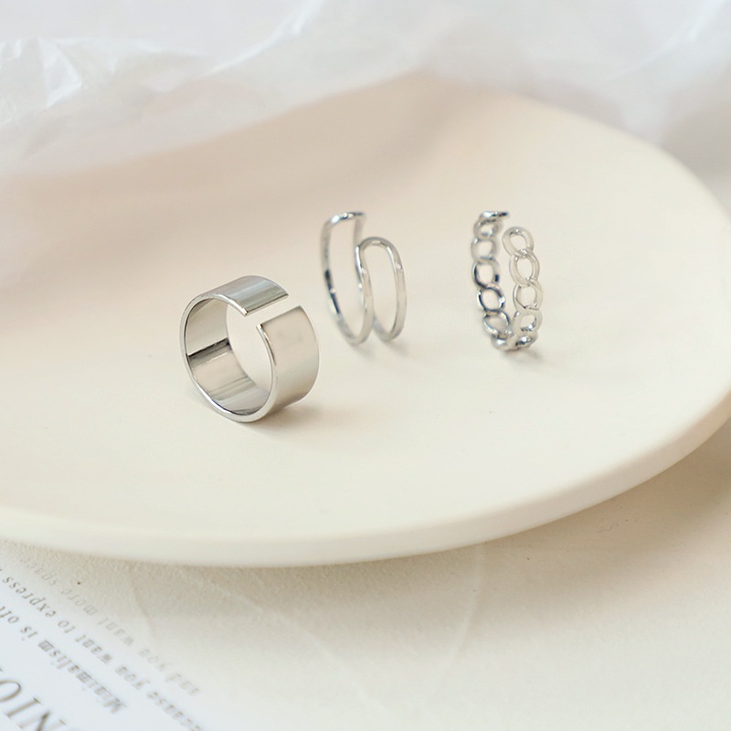 2021 Fashion Simple Hip Hop Design Silver Ring Retro Ring Set for Women ...