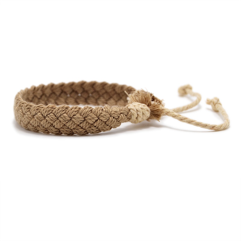 Handmade Vintage Cotton Rope Charm Bracelet for Women Men Brown ...