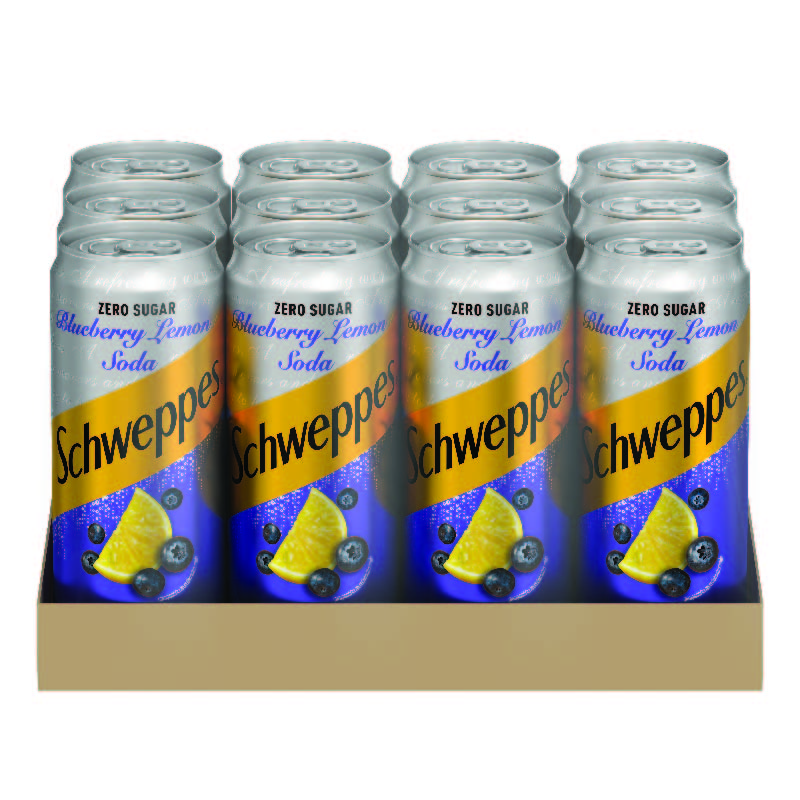 ชเวปส์ ซีโร่ บลูเบอร์รีเลมอน 330 มล. 12 กระป๋อง Schweppes Zero Sugar Blueberry Lemon Soda 330ml ...