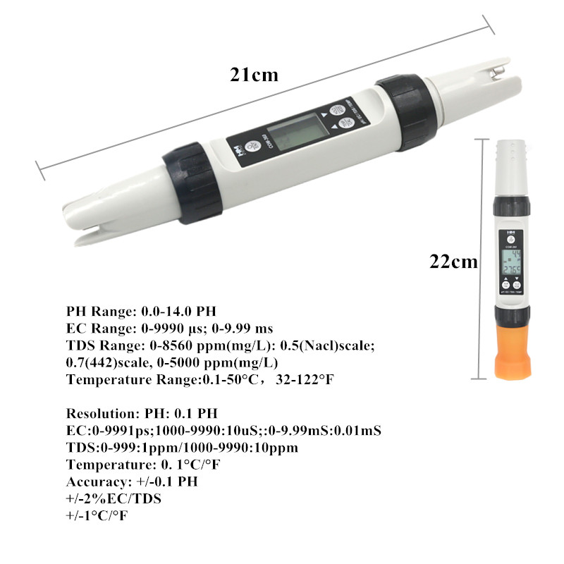 HM COM-360 Digital 4 in1 PHTDSTempEC Meter PH Tester Conductivity ...