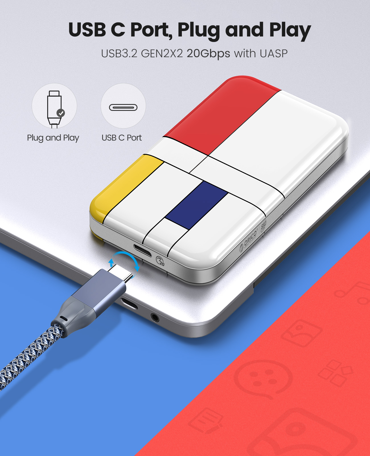 แบบพกพา512GB SSD-2060เมกะไบต์วินาที-USB-C USB 3.2 Gen 2X2-ไดรฟ์ Solid State-PSSD พร้อม UASP- MTQ ...