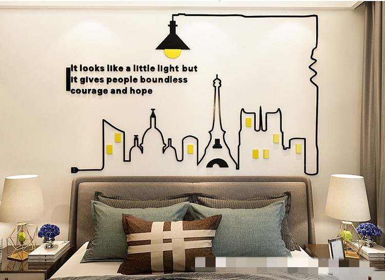 Creative Simple 3D Acrylic Wall Stickers Waterproof Living Room Dining ...