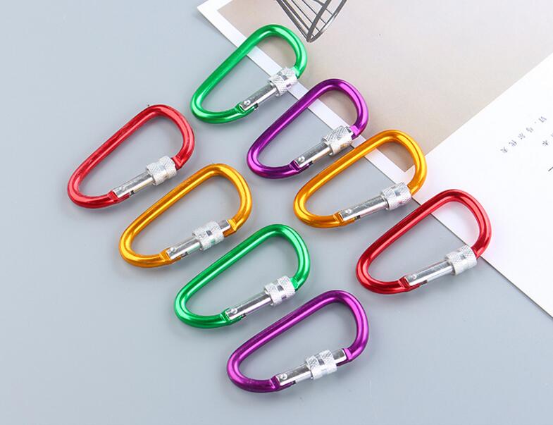 4 Size Aluminum Snap Carabiner D Ring Key Chain Clip Keychain Hiking ...