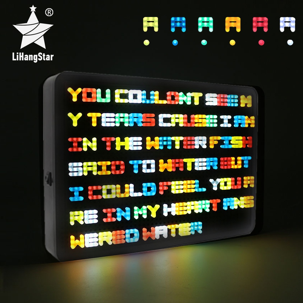 LED Pixel Letter Light Box Creative DIY Luminous Nail Mother 6 Colors ...