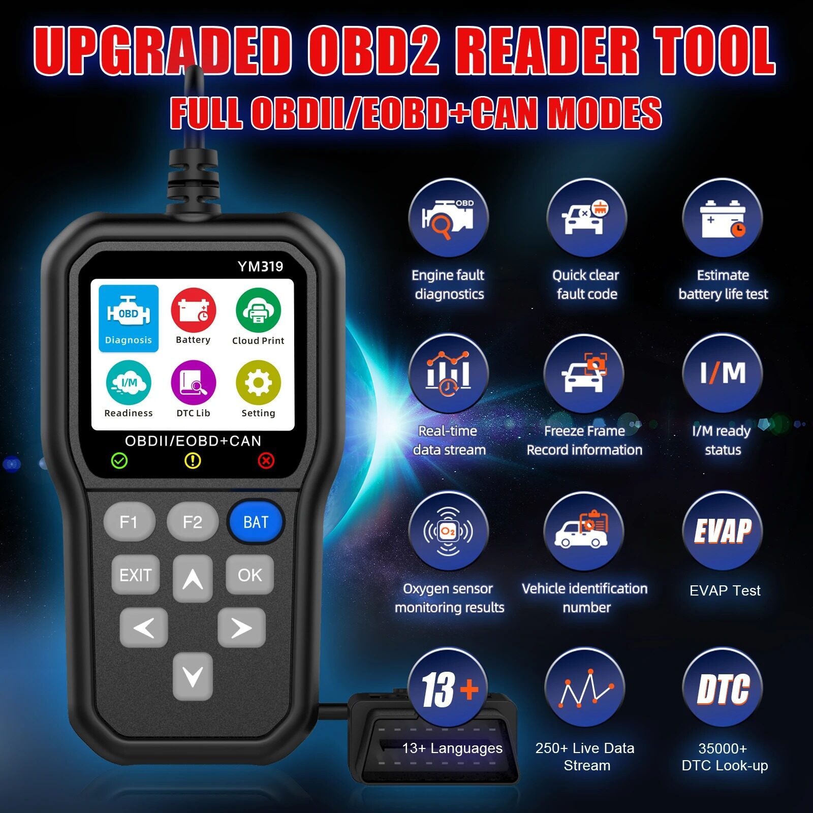 CODเครื่องสแกนโค้ด จัดส่งฟรี OBD2 เช็คโค้ด เช็คระบบไฟ อ่านและลบรหัส ...