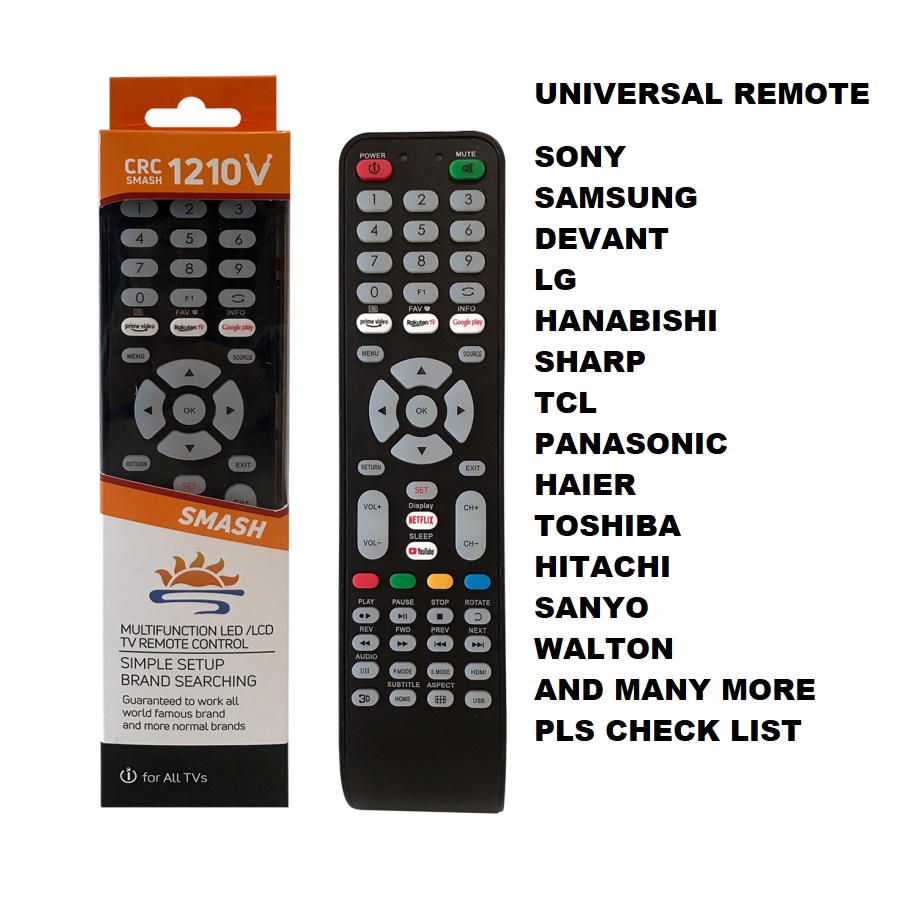 Universal Remote สำหรับ CRC 1210 PENSONIC SHARP SAMSUNG LG TCL DEVANT ...