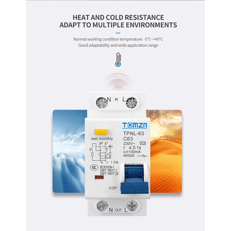 TOMZN TPNL DPNL 230V 1PN Residual Current Circuit Breaker with over and Short Current Protection ...