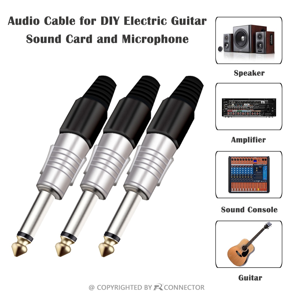 10PCS 1/4 quot; Balance/Unbalance Phone Jack 6.35mm Mono/Stereo Plug ...