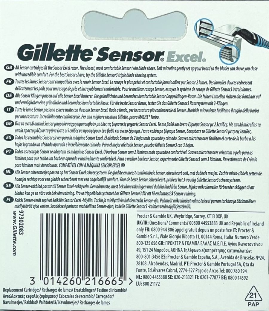 Gillette Sensor Excel Blades Pack 10 - IpToon - ThaiPick
