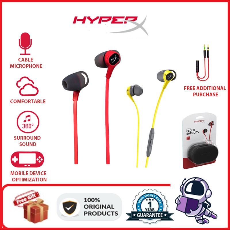 HyperX Cloud Earbuds Gaming Headphones with Mic for Nintendo Switch and Mobile Gaming - space ...