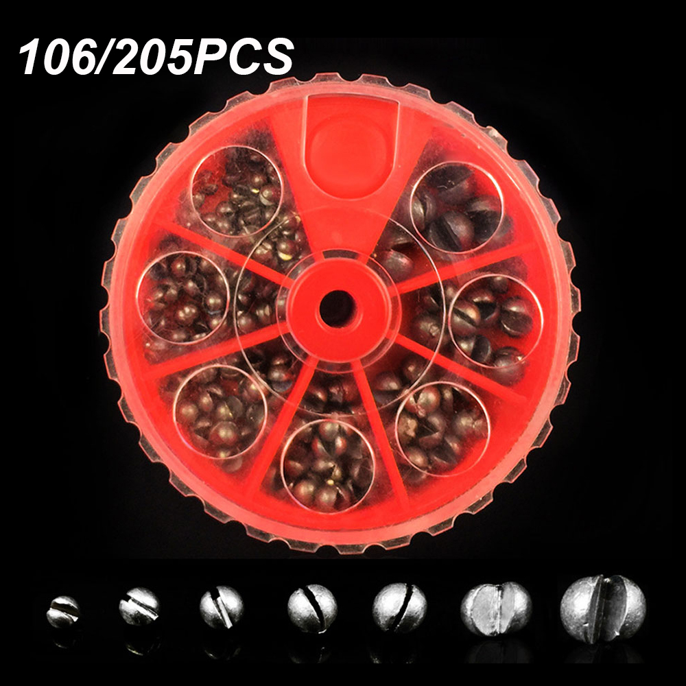 XIANT06969 106/205 Pieces Set Split Round Shot Additional Weight Weights Sinker Fishing Lead ...