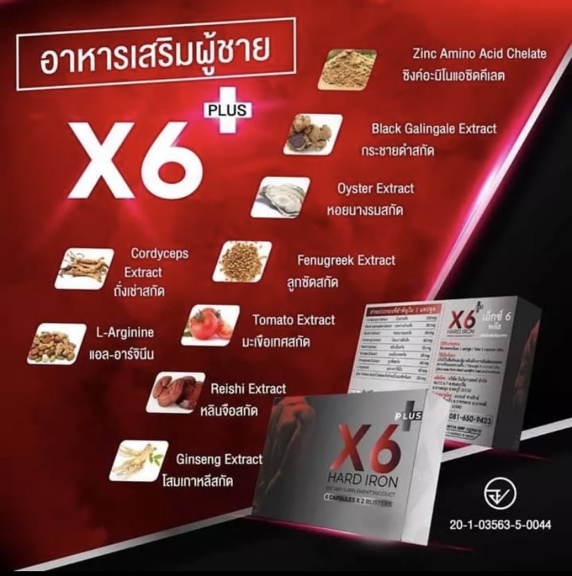 X6 Plus Hard Iron เอ็กซ์ 6 พลัวฮาร์ดไอรอน (6 แคปซูน/1กล่อง)ผลิตภันฑ์ ...
