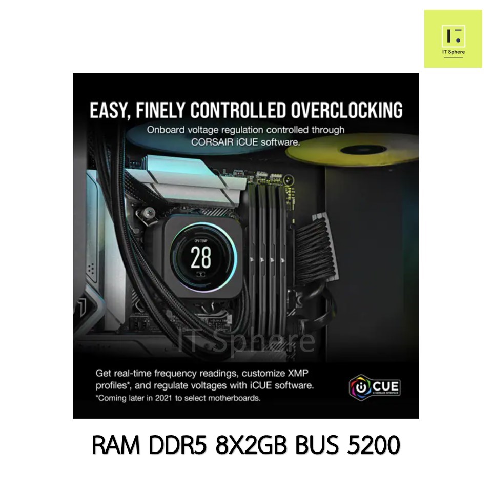 แรม DDR5 CORSAIR VENGEANCE 16GB Bus 5200 สีดำ (RAM DDR 5 16GB (2x8GB) DRAM 5200MHz ...