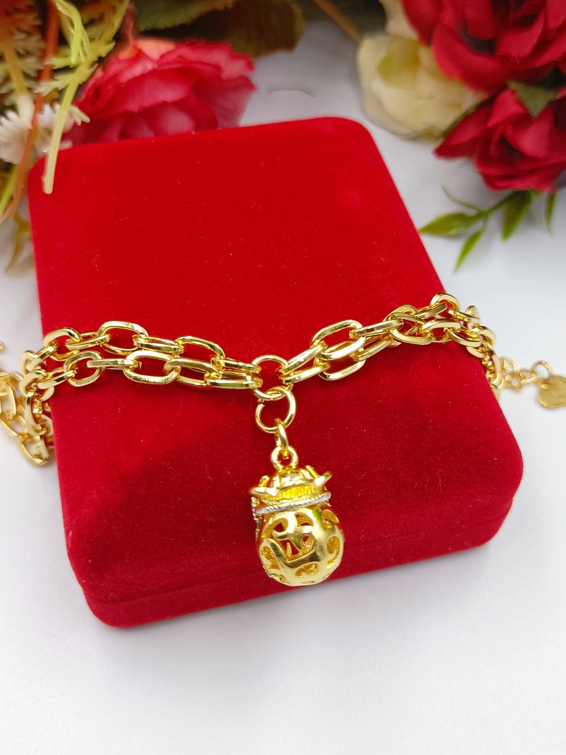 CW25 สร้อยข้อมือถุงทอง ข้อมือเงินแท้งาน 92.5 % ลายถุงทอง | Lazada.co.th